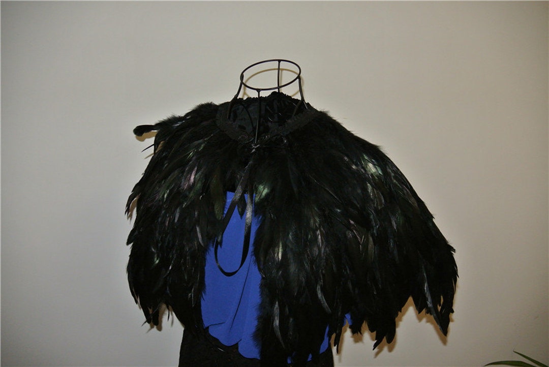 Black Feather Cape Feather Jacket Feather Shawl Rooster Feather Cape 5 ...