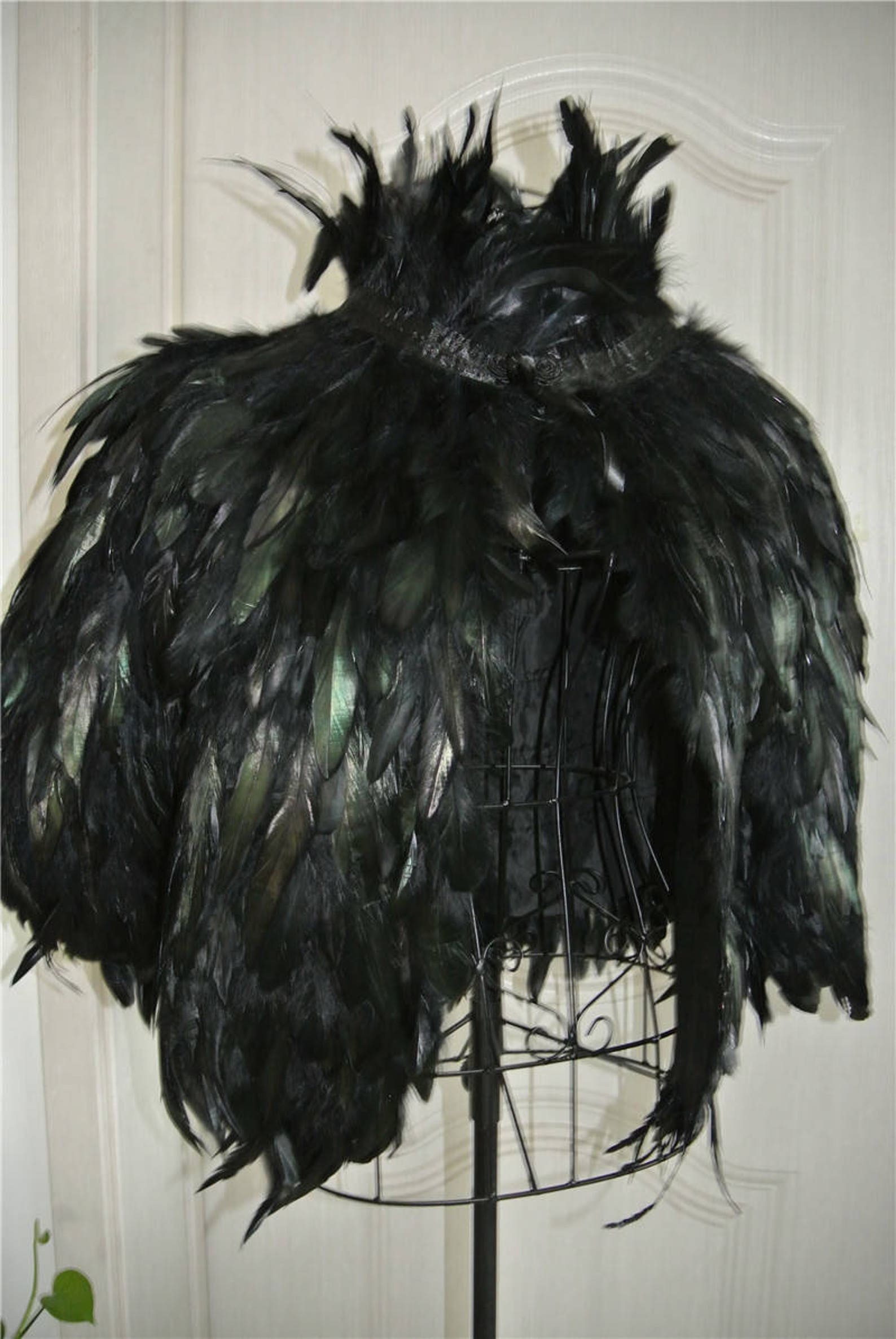 Black Feather Cape Feather Jacket Feather Shawl Carnival | Etsy