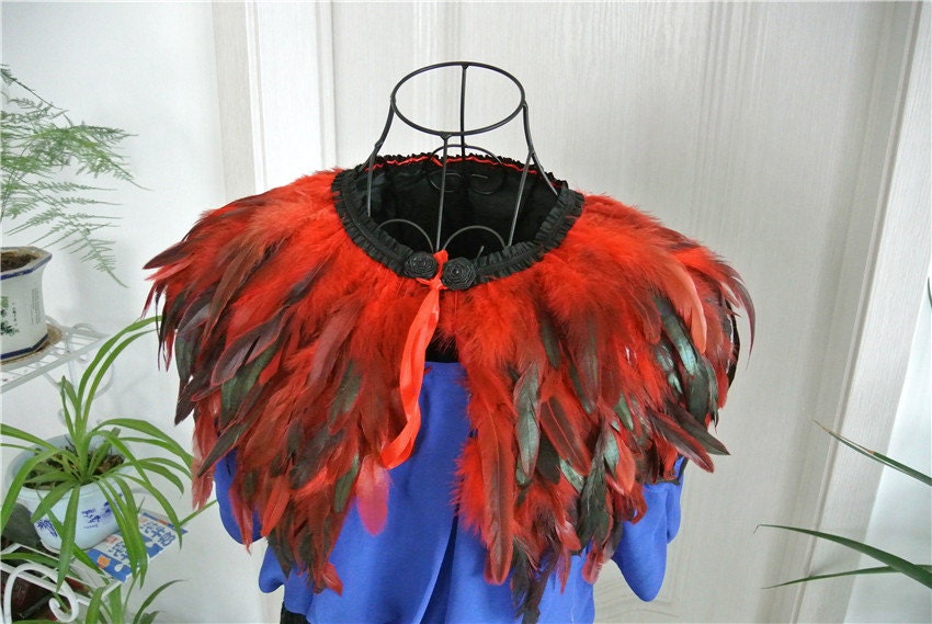RED Feather Cape Feather Jacket Feather Epaulettes RED Swan - Etsy