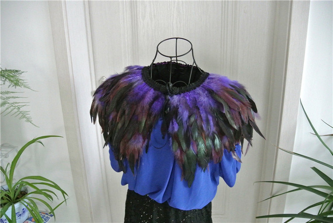 Purple Feather Cape Feather Jacket Feather Shawl Rooster | Etsy