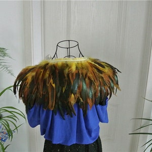 Yellow Feather Cape Feather Jacket Feather Shawl Rooster Feather Cape 3 ...