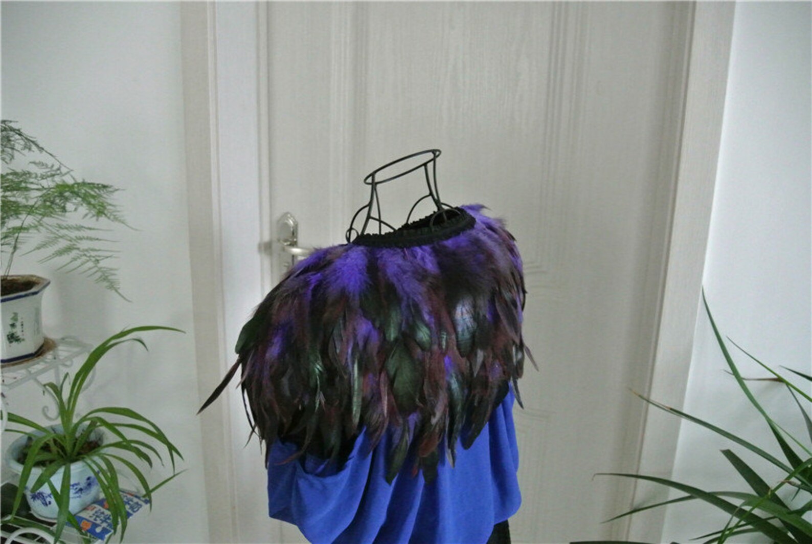 Purple Feather Cape Feather Jacket Feather Shawl Rooster | Etsy