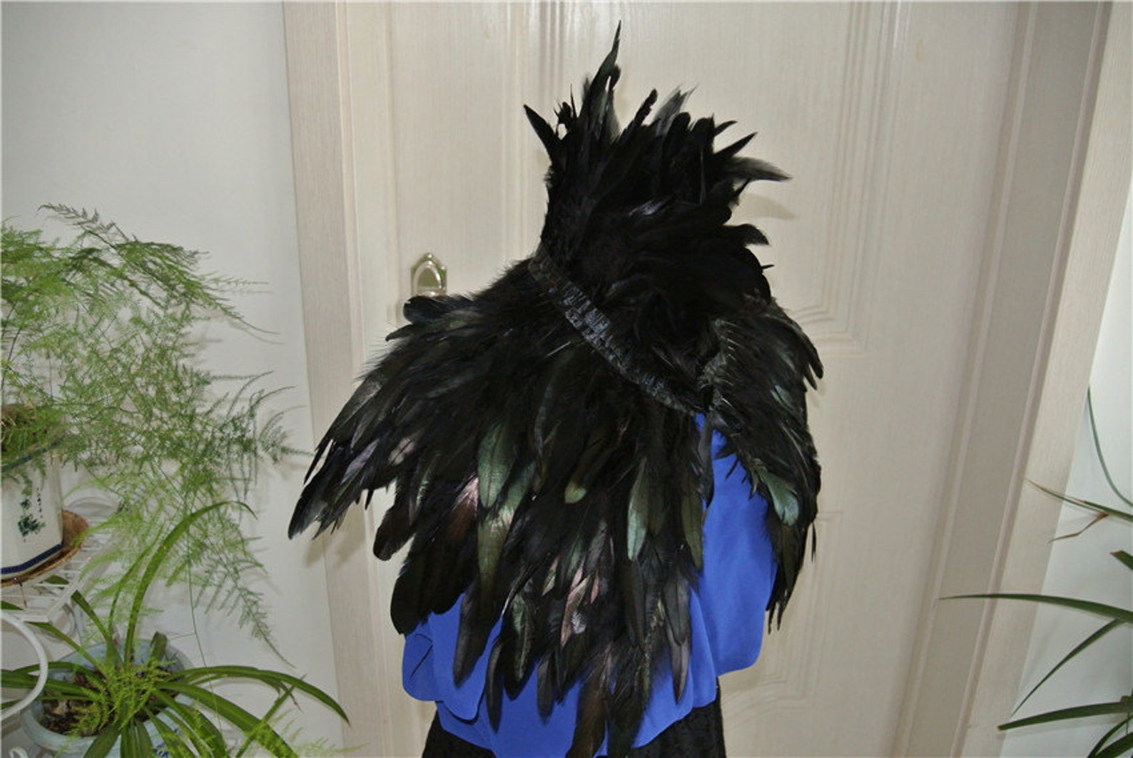 Black Feather Cape Feather Jacket Feather Shawl Rooster Feather Cape ...