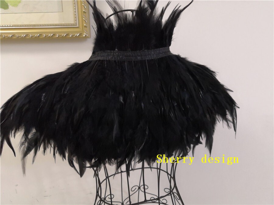 Black Feather Cape Feather Jacket Feather Shawl Carnival - Etsy