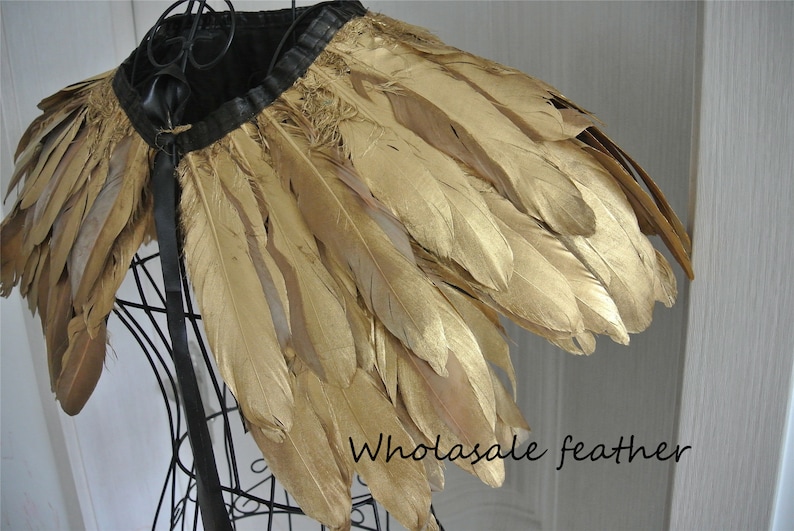 Gold Feather Cape Feather Jacket Feather Shawl Goose Feather Wrap ...