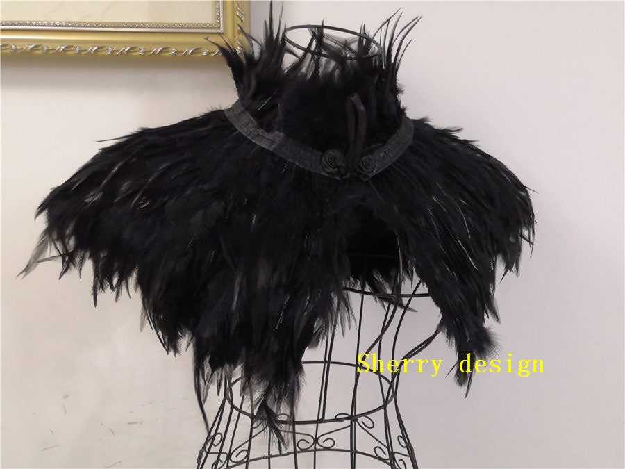 Black Feather Cape Feather Jacket Feather Shawl Carnival Feather ...