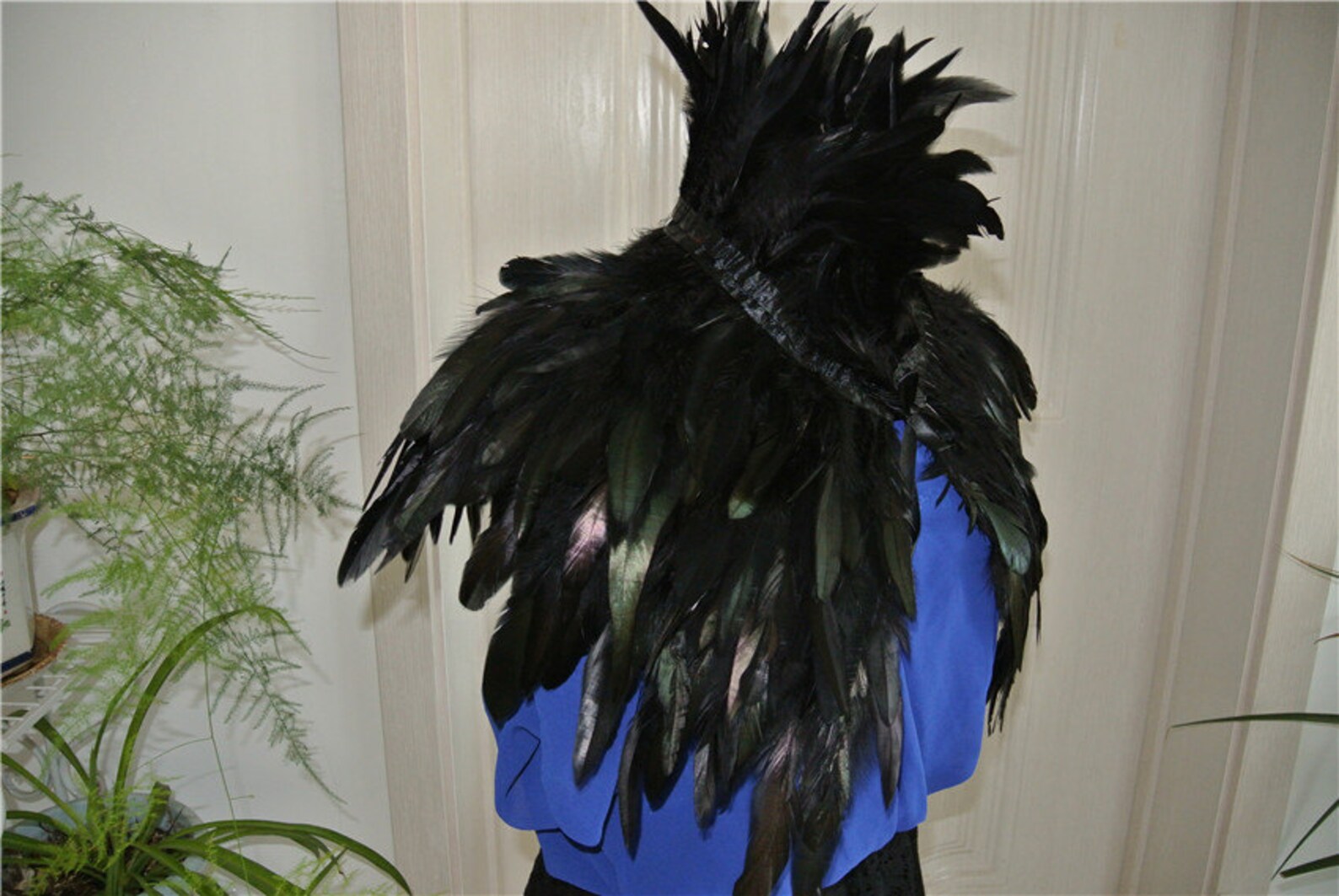 Black Feather Cape Feather Jacket Feather Shawl Rooster | Etsy