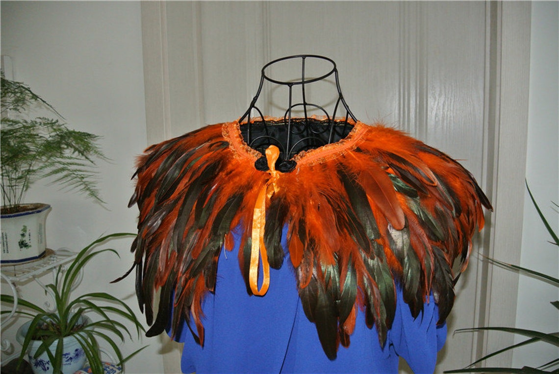 Orange Feather Cape Feather Jacket Feather Epaulettes Orange - Etsy