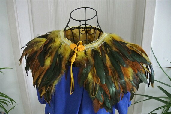 Yellow feather cape feather jacket feather shawl rooster | Etsy