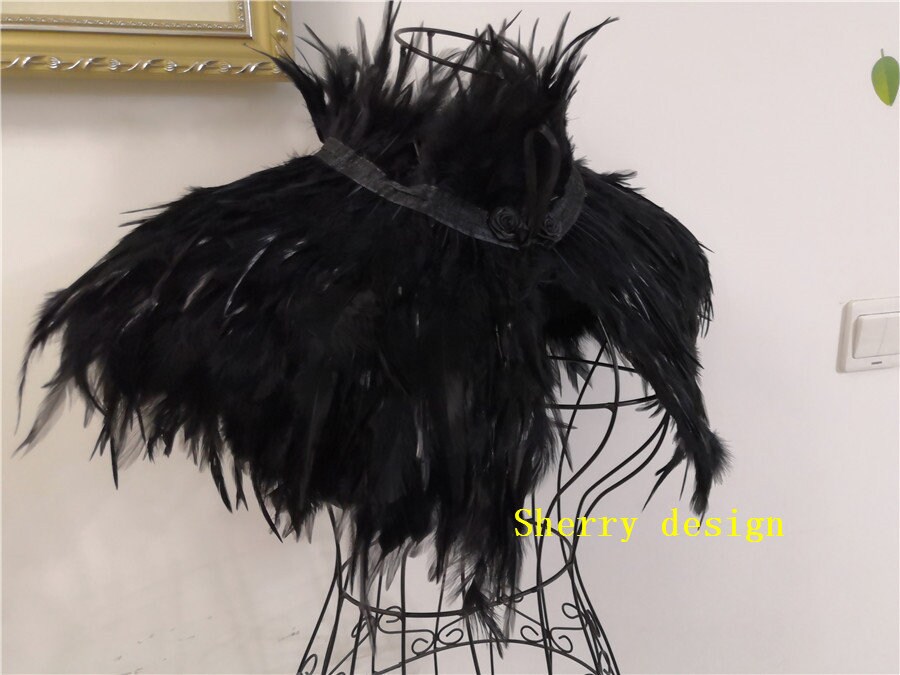 Black Feather Cape Feather Jacket Feather Shawl Carnival - Etsy