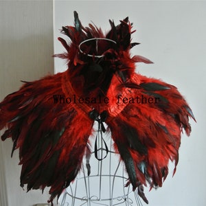 RED Feather Cape Feather Jacket Feather Shawl Rooster Feather Cape ...