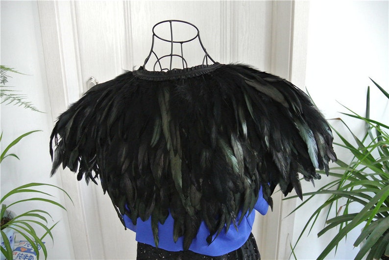 Black Feather Cape Feather Jacket Feather Shawl Rooster - Etsy