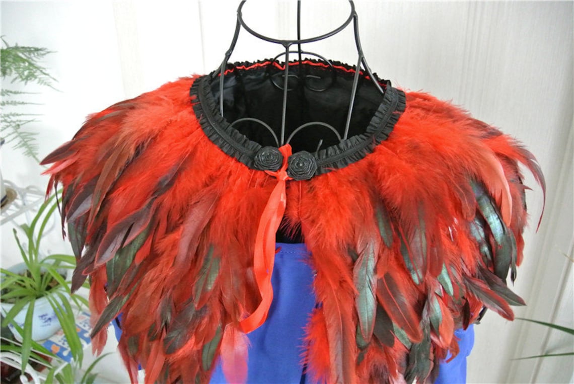 RED Feather Cape Feather Jacket Feather Epaulettes RED Swan - Etsy
