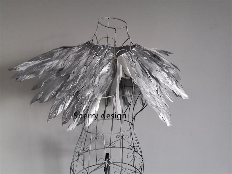 Silver Feather Cape Feather Jacket Feather Shawl Goose Feather Wrap ...