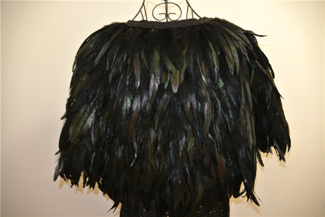 Black Feather Cape Feather Jacket Rooster Feather Cape 5 Ply - Etsy