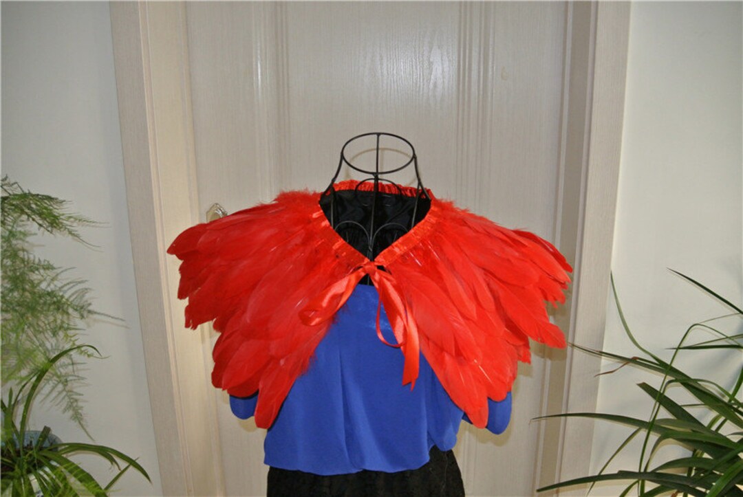 Red Feather Cape Feather Jacket Shawl Goose Feather Cape Carnival ...