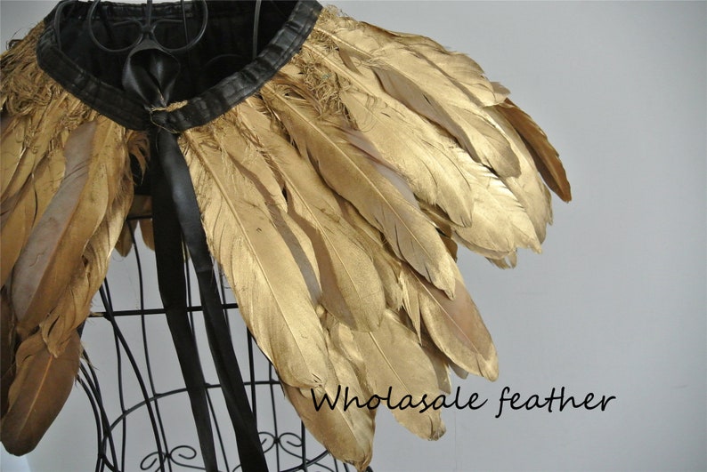 Gold Feather Cape Feather Jacket Feather Shawl Goose Feather Wrap ...