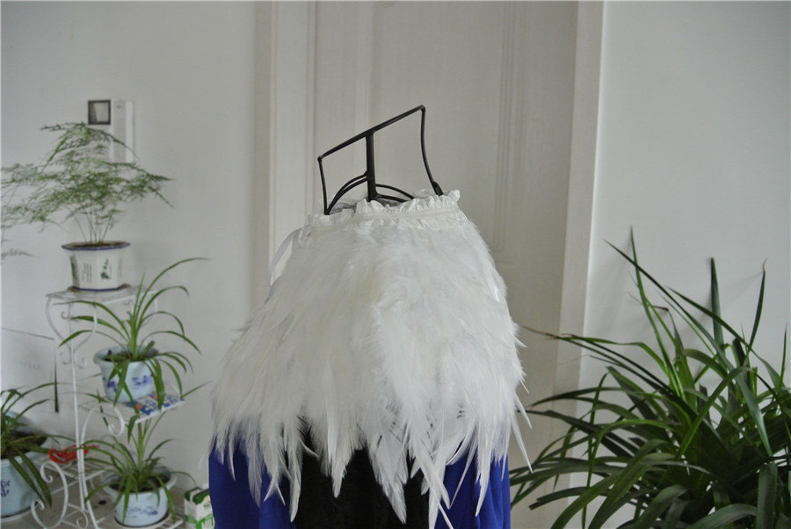 White Hackle Feather Cape Feather Jacket Feather Shawl Feather Cape 3 ...