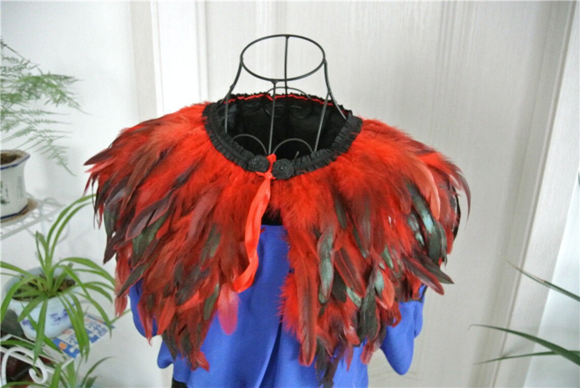 RED Feather Cape Feather Jacket Feather Epaulettes RED Swan - Etsy