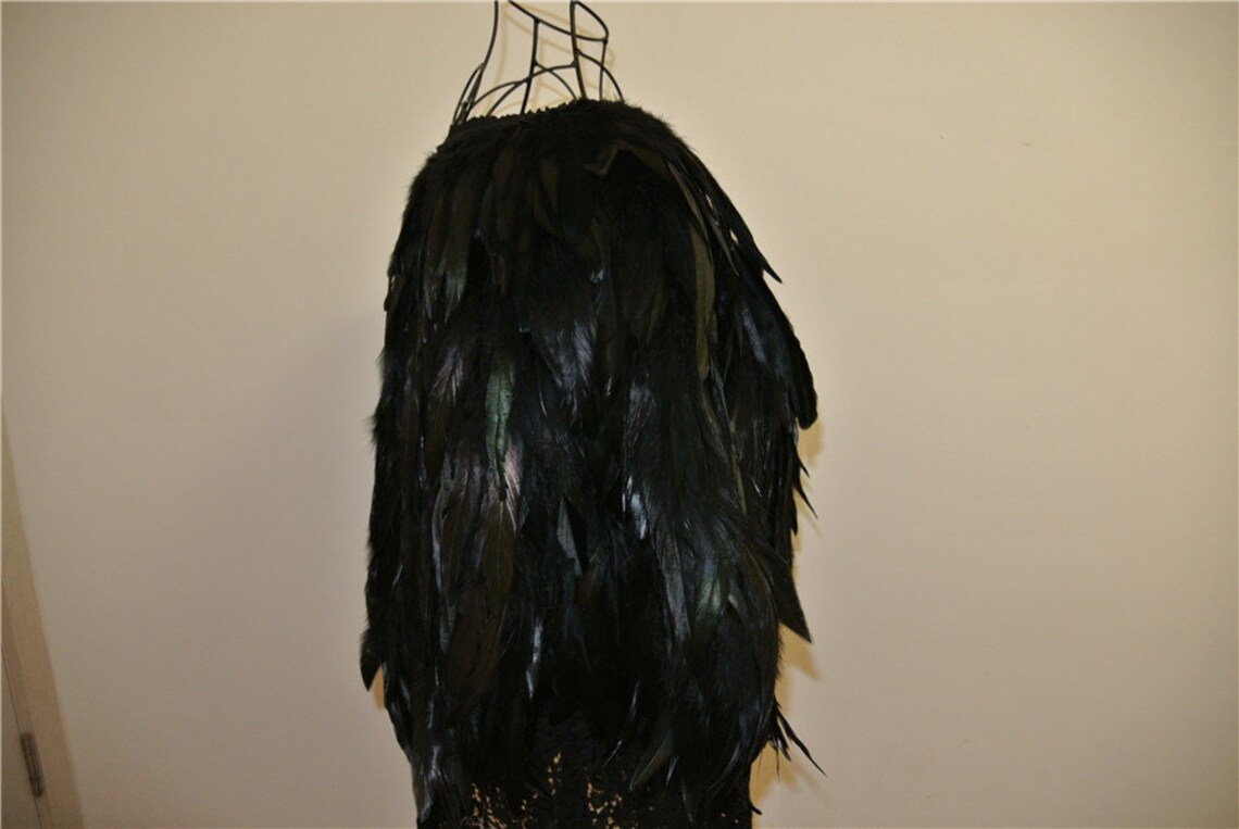 Black Feather Cape Feather Jacket Rooster Feather Cape 5 Ply - Etsy