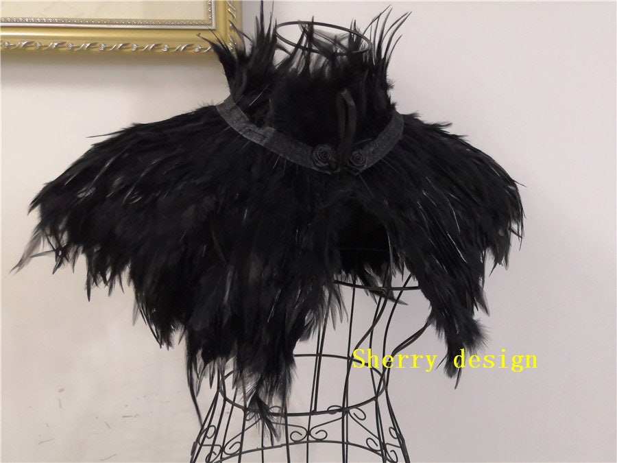 Black Feather Cape Feather Jacket Feather Shawl Carnival - Etsy