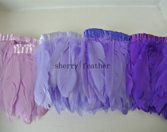 Set of 5 Purple on Gold Curled Goose Feather Pads - Etsy