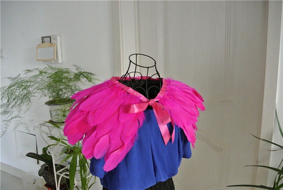 Hot Pink Feather Cape Feather Jacket Shawl Goose Feather Cape | Etsy