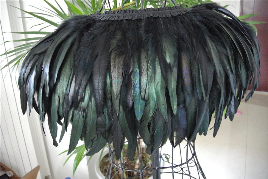 Black Feather Cape Feather Jacket Feather Shawl Rooster - Etsy