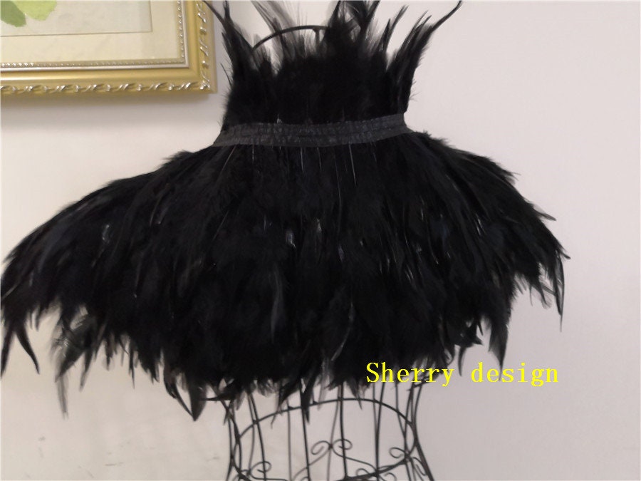 Black Feather Cape Feather Jacket Feather Shawl Carnival - Etsy