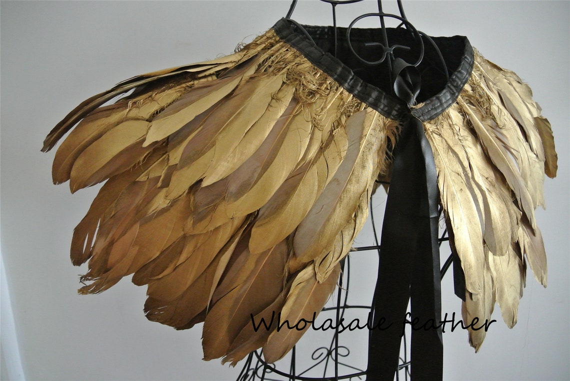 Gold Feather Cape Feather Jacket Feather Shawl Goose Feather - Etsy UK