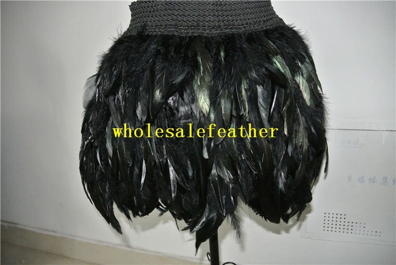 Black Hip Length Rooster Straight Feather Skirt for Dancewear Supply ...