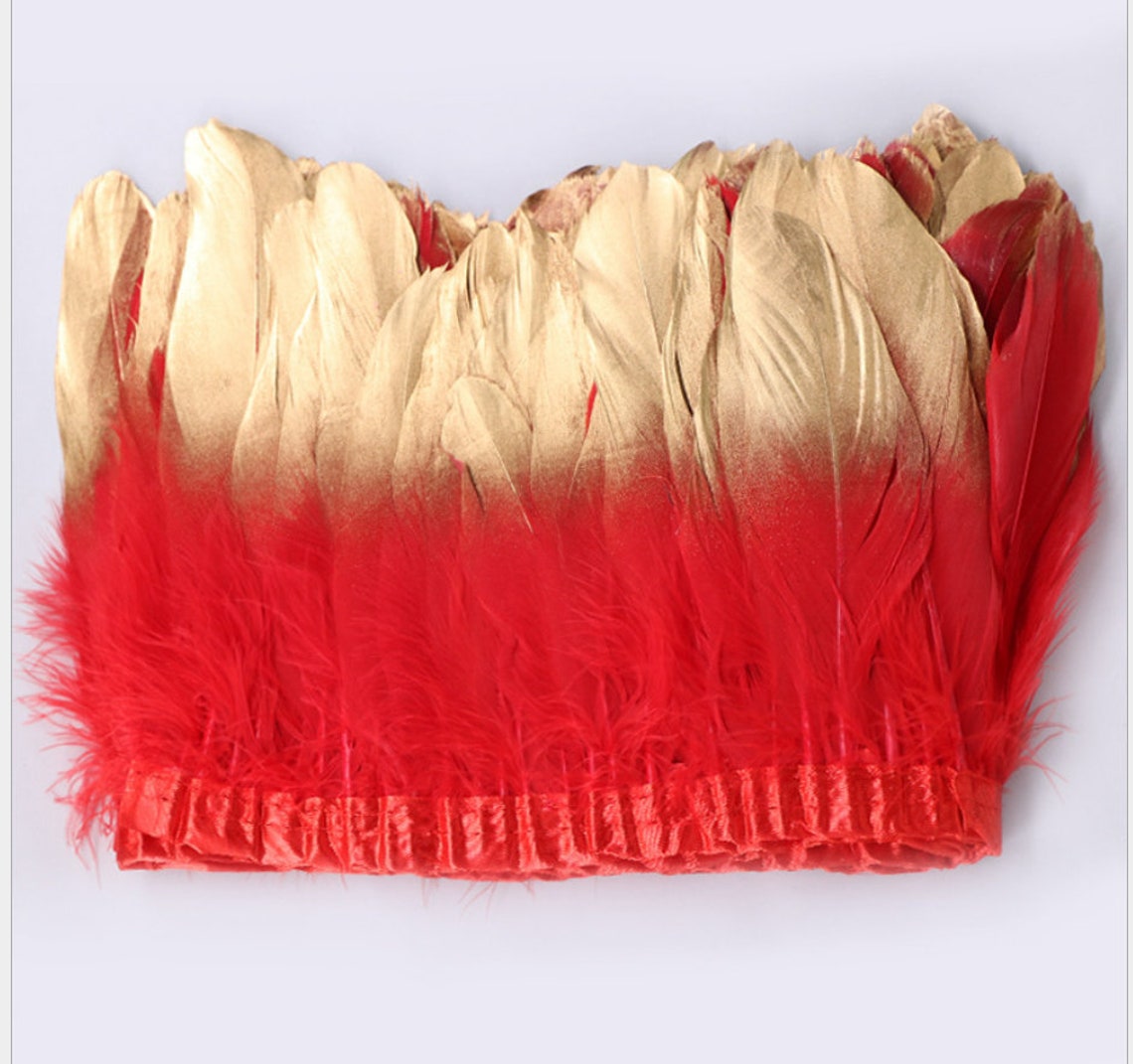 15 Colors Goose Feather Trim With Gold Tip Goose Feather Trim - Etsy