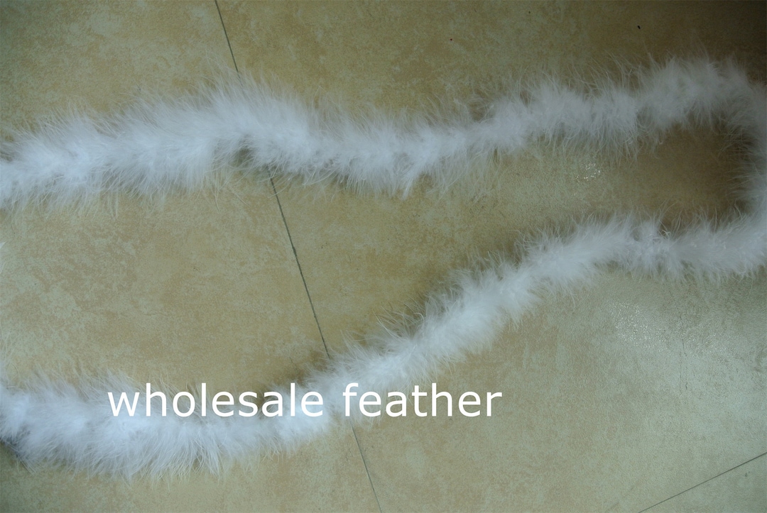 13g White Marabou Feather Boa Turkey Fluff 25 Colors Strip Fluffy Boa ...