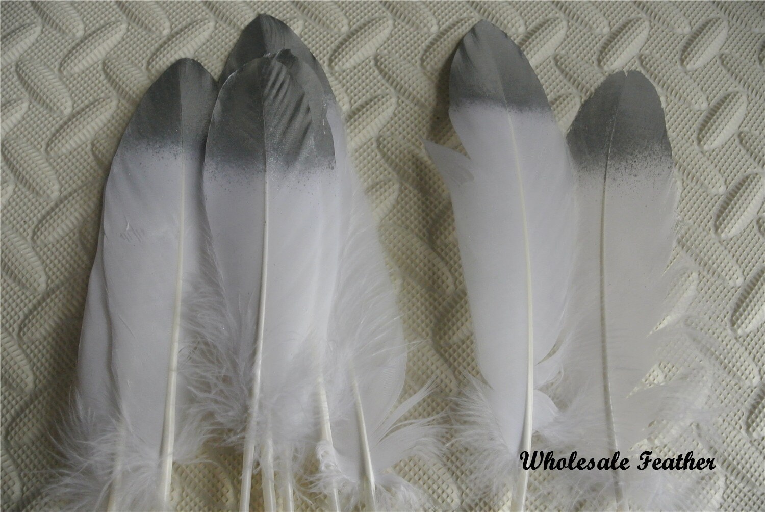 100 pcs white GOOSE feathers with silver Tips loose for craft | Etsy
