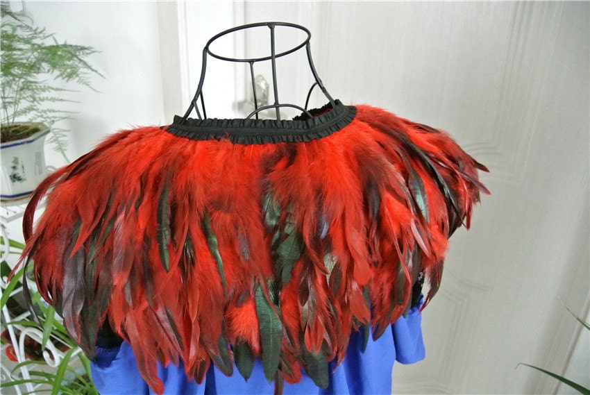 RED Feather Cape Feather Jacket Feather Epaulettes RED Swan - Etsy