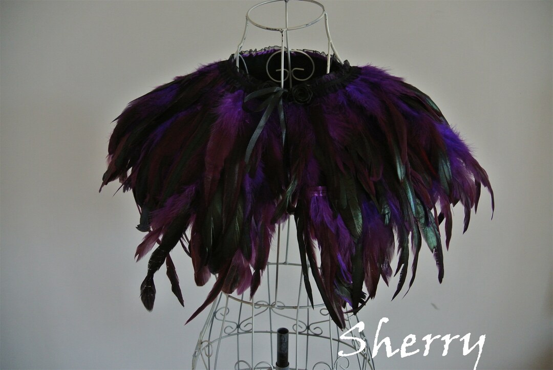 Purple Feather Cape Feather Jacket Feather Shawl Rooster Feather Cape 3 ...