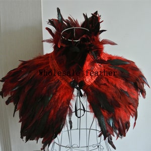 RED Feather Cape Feather Jacket Feather Shawl Rooster Feather Cape ...