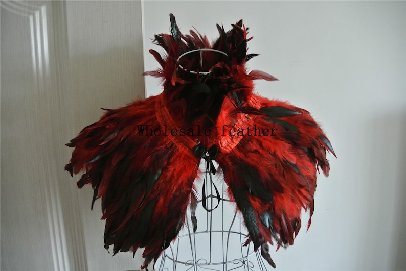 RED Feather Cape Feather Jacket Feather Shawl Rooster Feather - Etsy