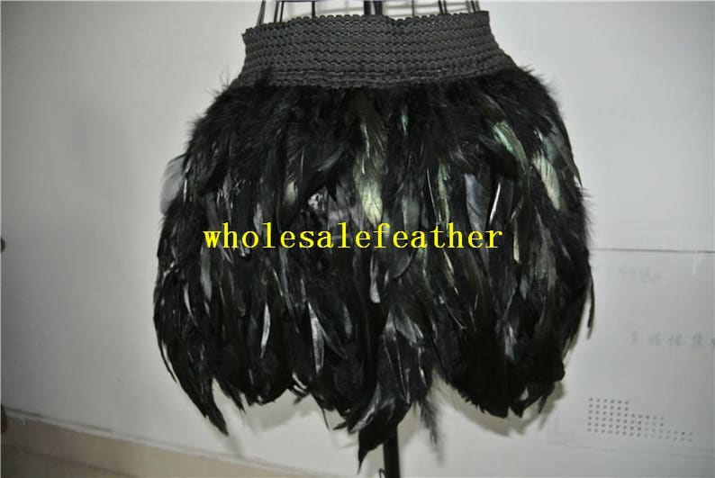 Black Hip Length Rooster Straight Feather Skirt for Dancewear Supply ...