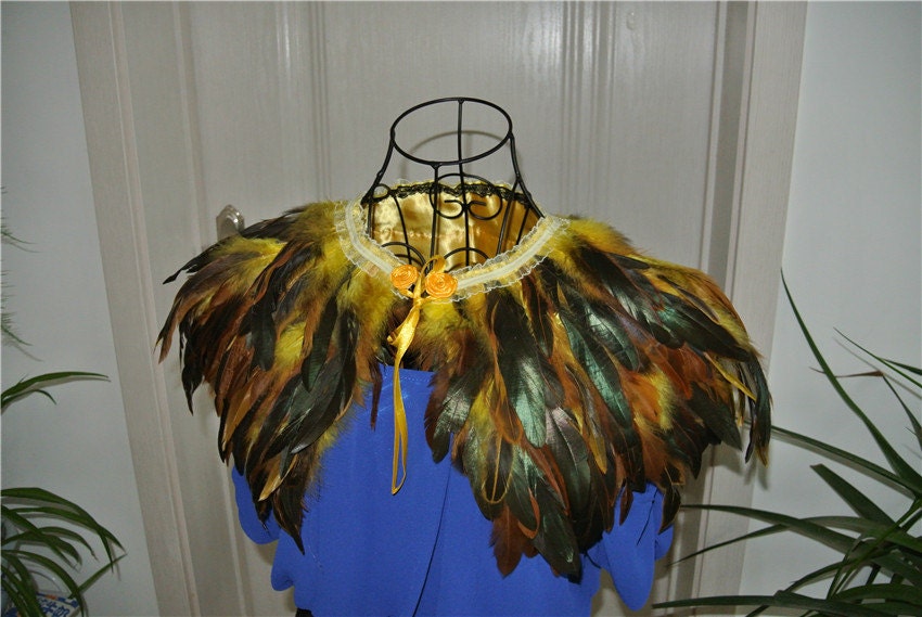Yellow Feather Cape Feather Jacket Feather Shawl Rooster - Etsy Ireland