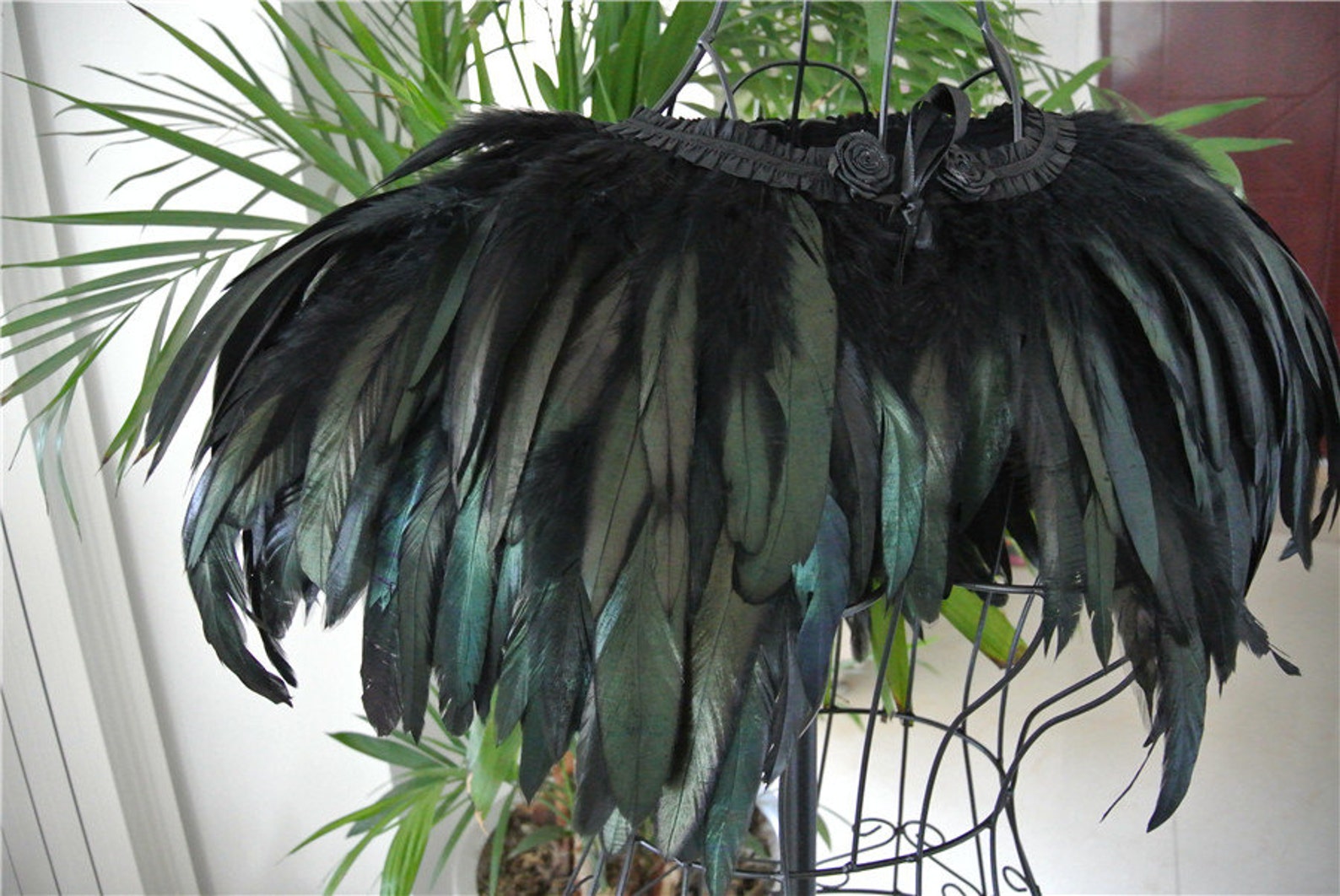 Black Feather Cape Feather Jacket Feather Shawl Rooster - Etsy