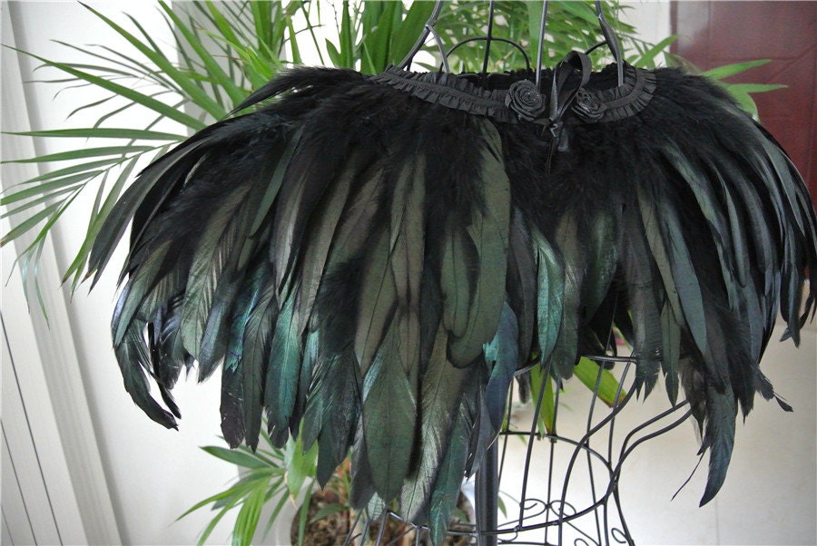 Black Feather Cape Feather Jacket Feather Shawl Rooster - Etsy