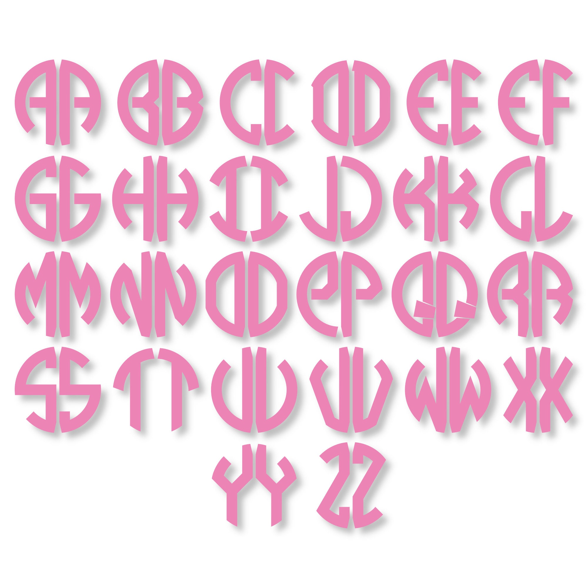 Round Monogram Decal Circle Monogram Decal - Etsy