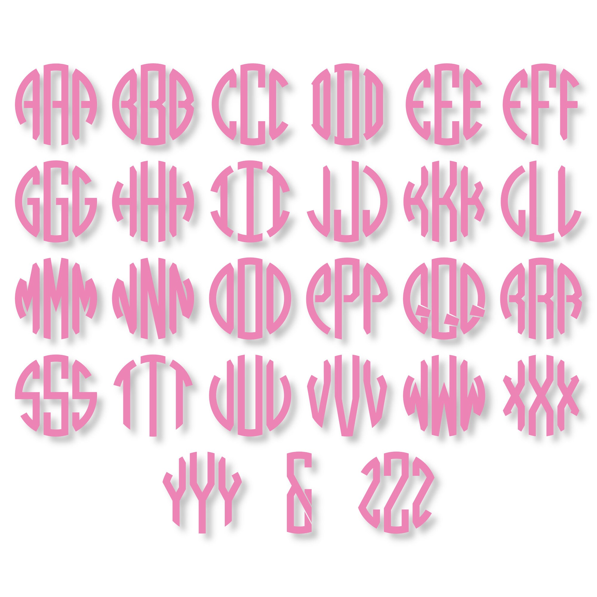 Round Monogram Decal Circle Monogram Decal - Etsy