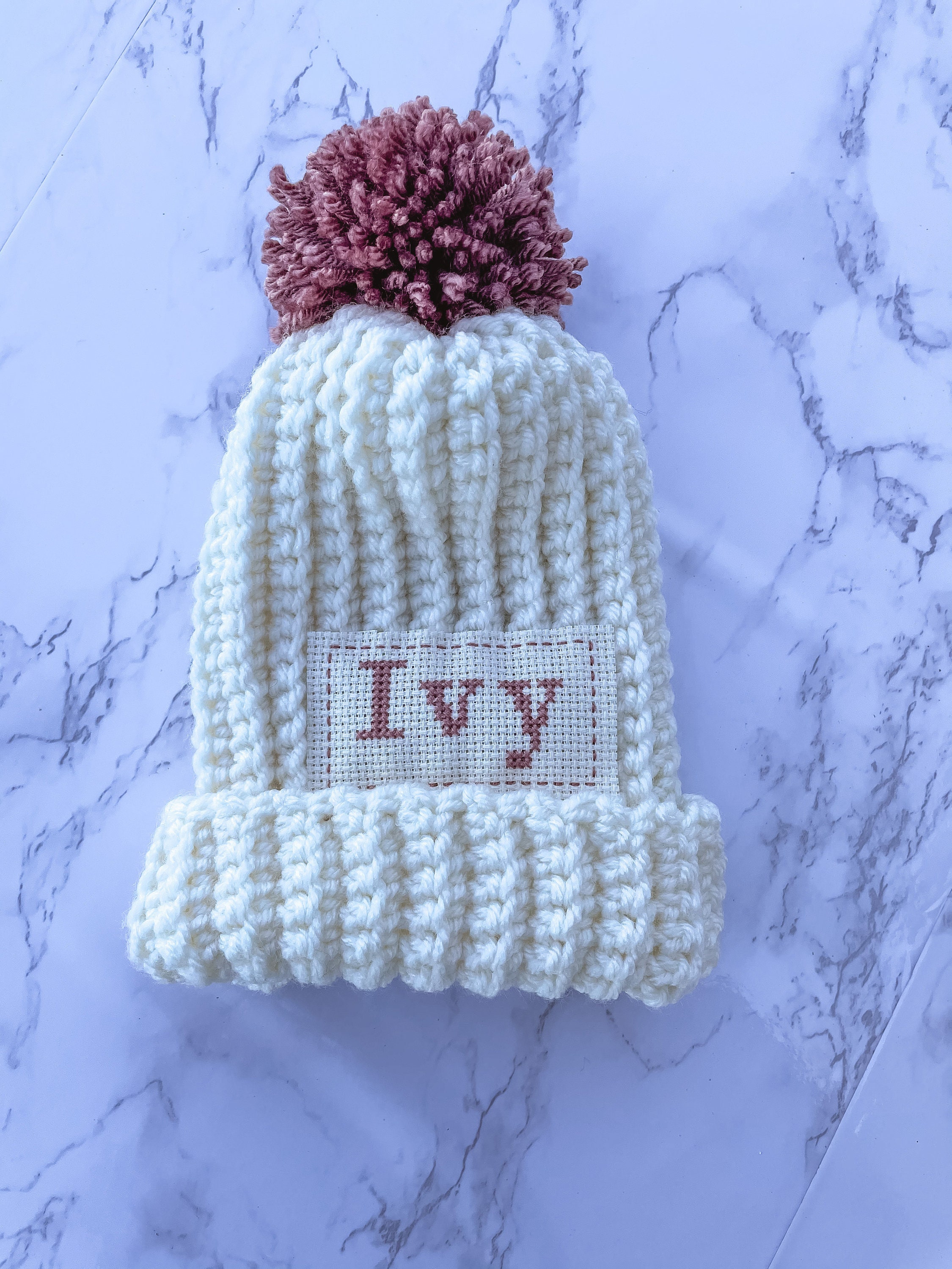 Monogrammed Baby Pom Beanie Custom Name Hat for Newborns - Etsy