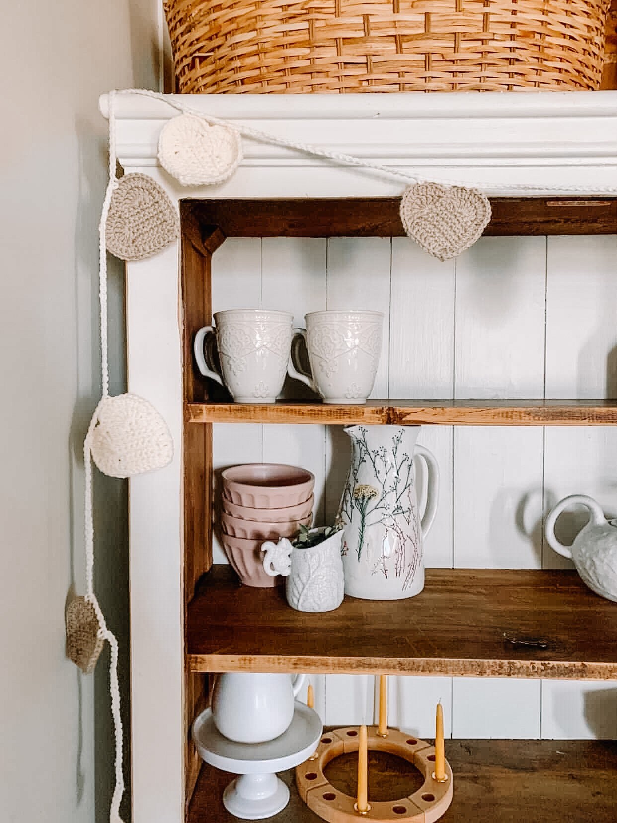Neutral Valentine's Day Heart Garland | White & Tan Heart Bunting ...