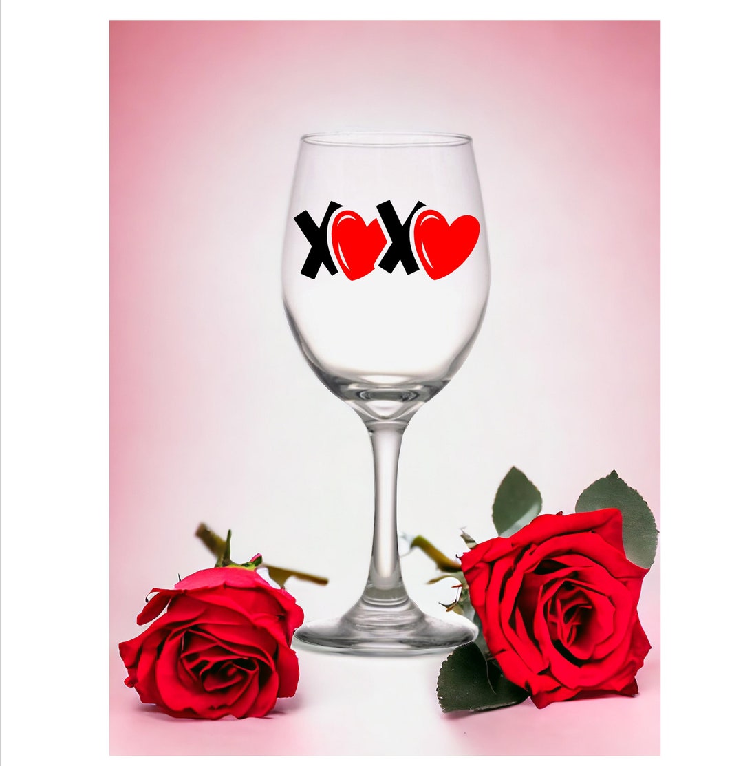 XOXO Heart Valentines Day Gift, Stemless Wine Glass, Galentines Day ...