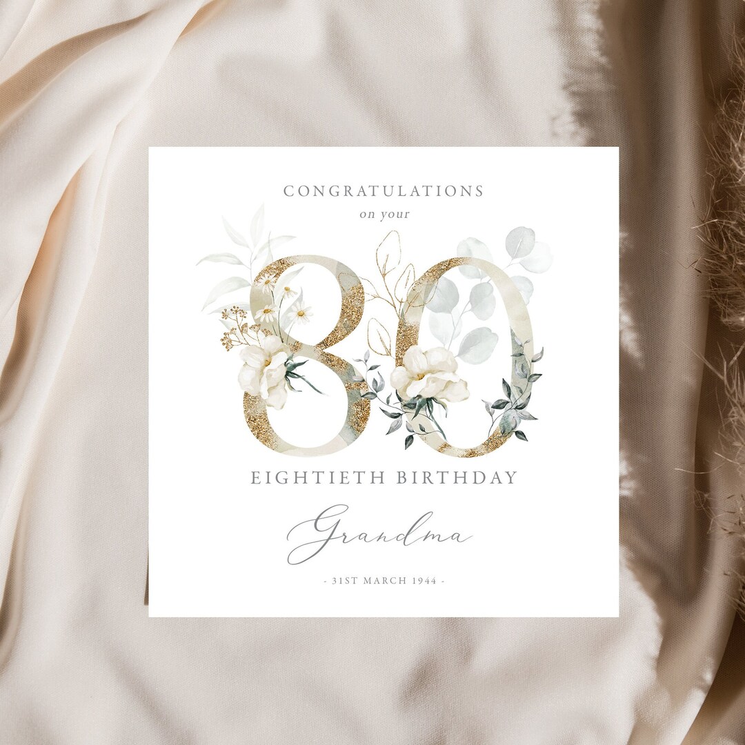 80th Birthday Card, Age 80 Card, Mum 80th Birthday Card, Age 80 ...