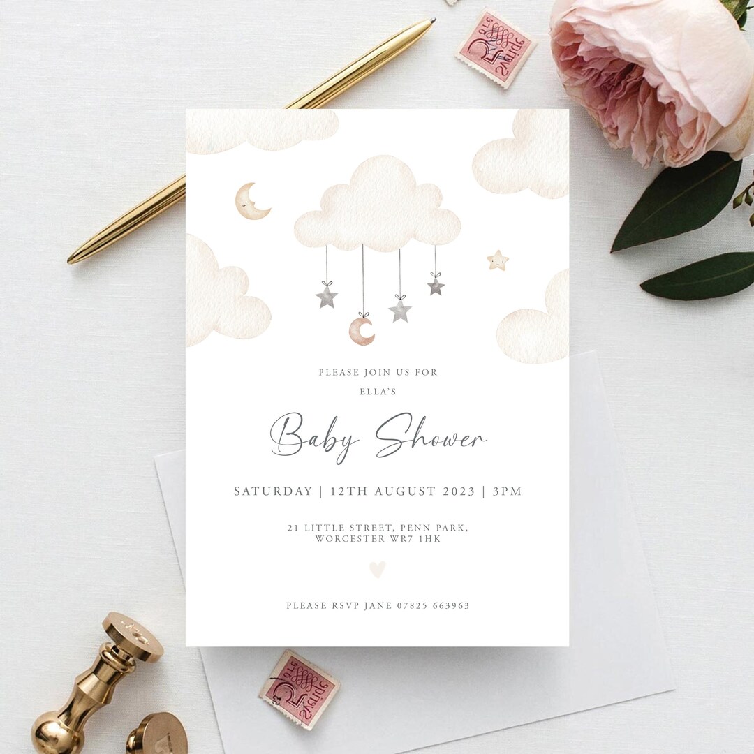 DIGITAL Baby Shower Invitations, Personalised Baby Shower Invitation ...