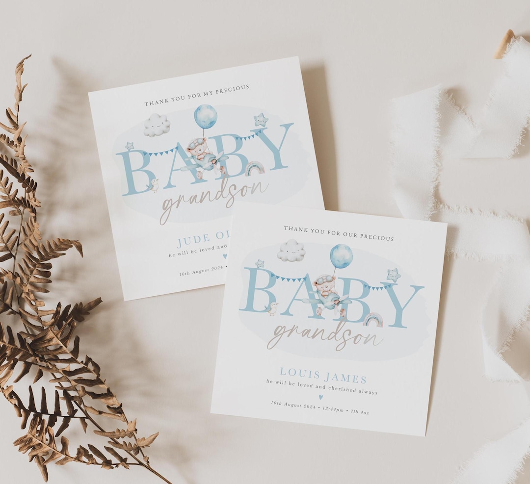 Thank You for Our Grandson Card, New Grandson Card, Birth of Grandson ...